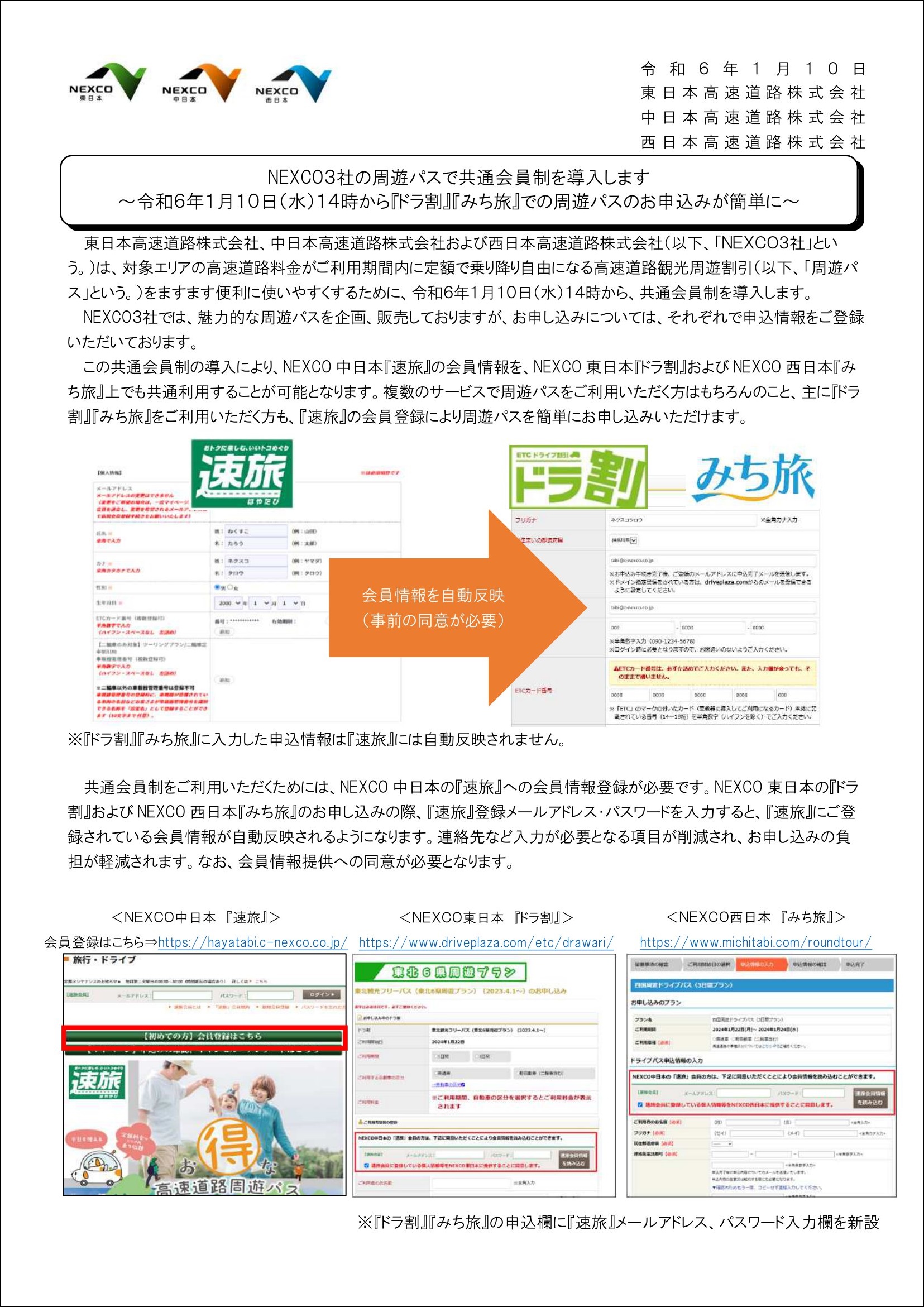 【2024年1月10日～】NEXCO3社の「周遊パス」が共通会員化！ただし、、、、 – 株式会社ファーストアクセスの公式ブログです